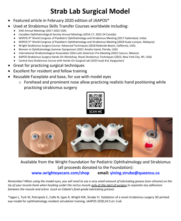 Strab Lab Strabismus Model: Faceplate, Base and 2 Eyes - Wright Center